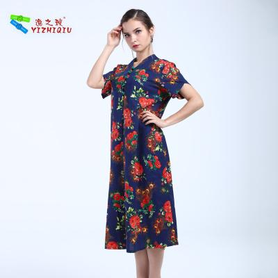 China YIZHIQIU Fitted Straight Line Flower Printing Dress for sale