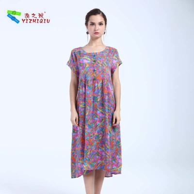 China YIZHIQIU Hot Sale Printing Midi Summer Loose Dress for sale