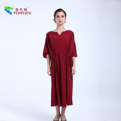 China YIZHIQIU V Neck Different Color Waist Long Dresses for sale