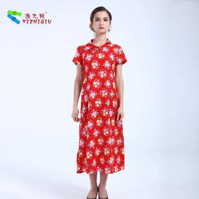 China YIZHIQIU Chinese Designer Neck Flower Printed Dress for sale