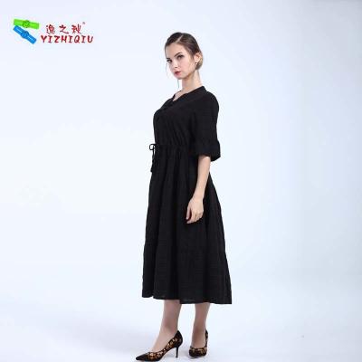 China YIZHIQIU Wholesale Custom Black Loose Maxi Dress for sale