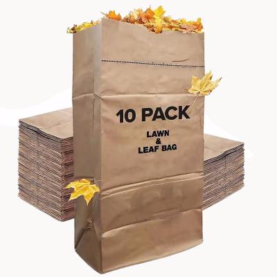 China White Or Brown Lawn Paper Bags Foldable Waterproof  30 Gallon Paper Leaf Bags for sale