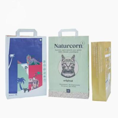 China Leak Resistant Cat Litter Disposal Bags Biodegradable Kraft Paper Customizable Logo for sale