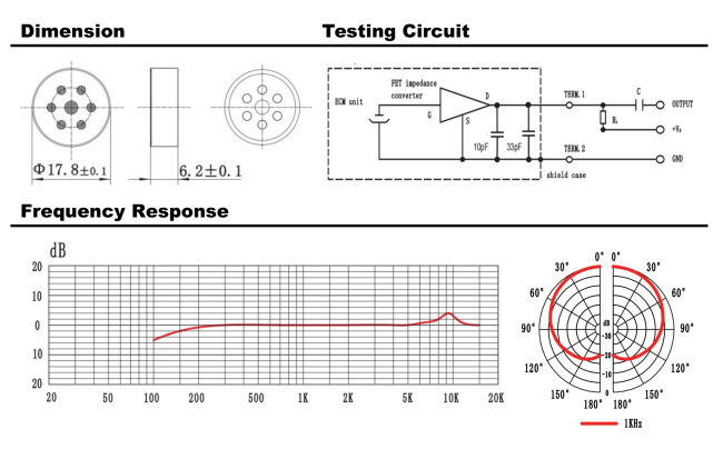 797 Audio CZB178-UL Custom 17.8mm Condenser Dynamic Microphone Electret Capsule Professional Factory