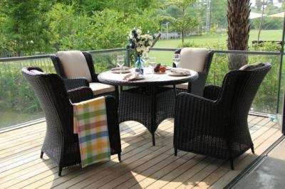 China High quality Modern style Outdoor Garden Patio Furniture Luxury cast Rattan 6 Chairs Dining Table Set for sale