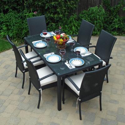 China High quality Modern style Outdoor Garden Patio Furniture Luxury cast Rattan 6 Chairs Dining Table Set for sale