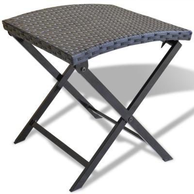 China Foldable Rattan Wicker Bar Stool Outdoor Backyard Chair Patio Furniture, Black for sale
