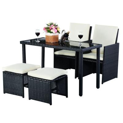 China High quality Wicker Garden Outdoor Furniture Rattan Dining Table and Chairs Set for sale