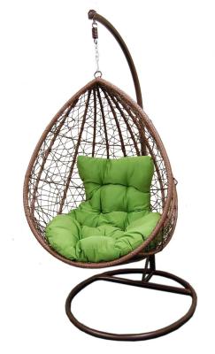 China Hand Woven Rattan Hanging Swing Egg Dingle Chair With Cushion For Outdoor for sale
