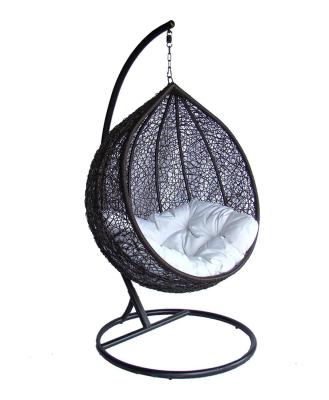 China Hanging single seat Resin Wicker swing Egg Chair & Stand & Cushion for sale