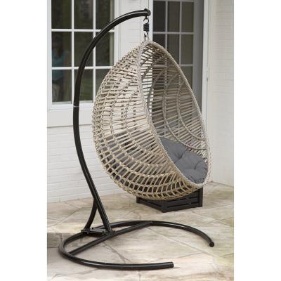 China Hanging single seat Resin Wicker hanging Egg Chair & Stand & Cushion for sale