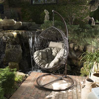 China Hot sale single seat Resin Wicker hanging Chair Patio Swing Chair for sale