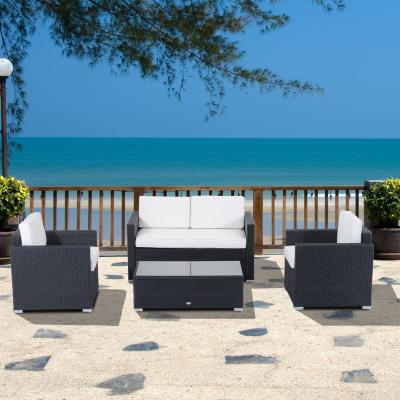 China Synthetic PE Rattan With Waterproof Fabric Sofa Sets Garden Patio Furniture for sale