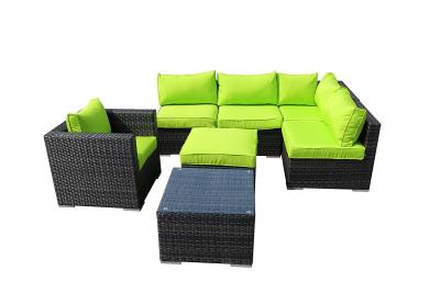 China 7PC Furniture Sectional PE Wicker Rattan Sofa Set Deck Couch Brown for sale