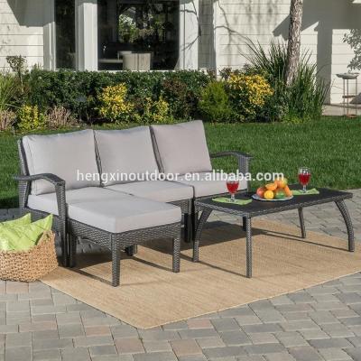 China High Quality 5 Piece L Shaped Outdoor Patio Wicker Furniture Rattan Garden Sofa Set Cushions for sale