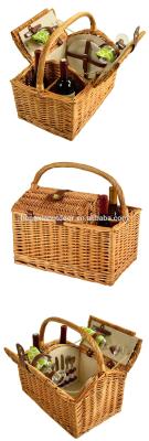 China Wholesale Cheap Willow Wine Hamper Wicker Empty Picnic Basket with Service for 2 for sale