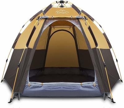 China 3-4 Person Camping Tent Backpacking Tents Hexagon Waterproof Dome Automatic Pop-Up Outdoor Sports Tent Camping Sun for sale