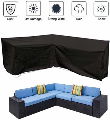 China Patio Outdoor Sectional Furniture Cover L/V Shaped Sofa 420D Oxford Polyester Material Waterproof Sofa Protective Cover for sale