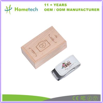 China Kundenspezifische Fotografie-Hochzeits-Geschenk lederne grelle Scheibe 8GB 16GB 32GB 128GB Pendrive USBs zu verkaufen