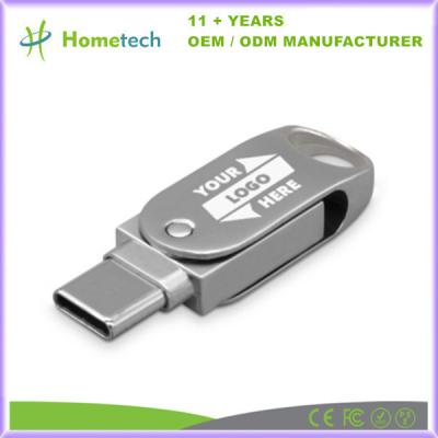 China Schokbestendig Dual USB-C USB-A Capless Flash Drive 3.0 Zilver Op maat Te koop
