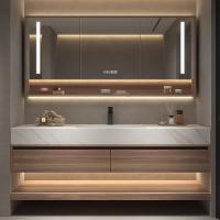China Customized Width High End Professional Waterproof Bathroom Sink Vanity Single Bathroom Floating Vanity for sale
