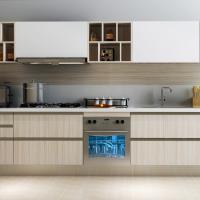 China Customized Veneer Color Modern Design Modular Solid Wood Kitchen Cabinets Accessories for sale