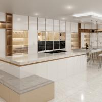 China Customize High Gloss Modular Kitchen Cabinet Low Formaldehyde Emission Lacquer Painting for sale