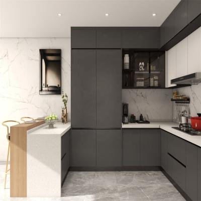 Cina Armadietto da cucina in cartone di particolato bianco grigio personalizzato con trattamento superficiale a membrana in PVC in vendita