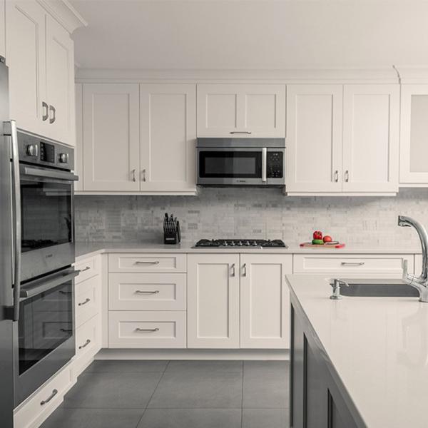 Quality Custom Size Waterproof Smart Wood Kitchen Cabinets with Sink Fireproof Shaker for sale