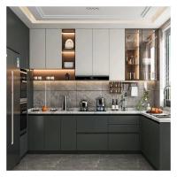 China Flat Pack Fitted Kitchen Cabinetry Set with Modern Handle less Design and Accessories for sale