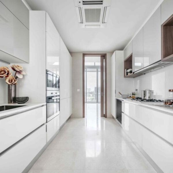 Quality Customized Lacquer Modern Kitchen Cabinets with Veneer Top and Lacquer Bottom for sale