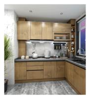 China Style Kitchen Cabinets with E1 Particleboard Carcase and Eased Edge Countertop Edging for sale
