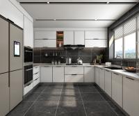 China Style Kitchen Cabinets with E1 Particleboard Carcase and Eased Edge Countertop Edging for sale