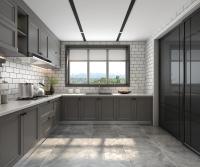 China Style Kitchen Cabinets with E1 Particleboard Carcase and Eased Edge Countertop Edging for sale