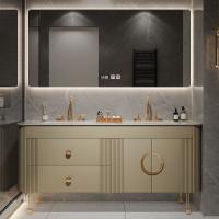 China Customized Width Modern Double Sink Luxury Bathroom Vanity for Your Custom Project for sale