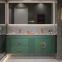 China Customized Width Modern Double Sink Luxury Bathroom Vanity for Your Custom Project for sale