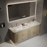 China Customized Width Modern Double Sink Luxury Bathroom Vanity for Your Custom Project for sale
