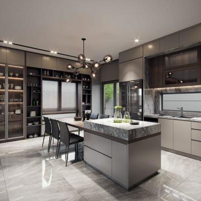 China Blum Hardware Modern Design Light Box Kitchen Cabinet for Colored Small Kitchen Design for sale