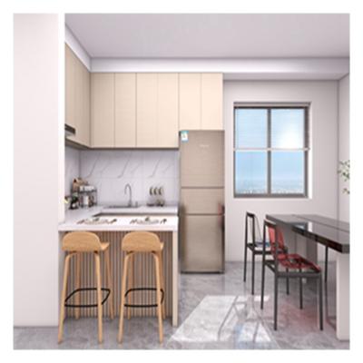Set di armadietto impermeabile in lacca su misura per il progetto di ristrutturazione della cucina di un appartamento moderno