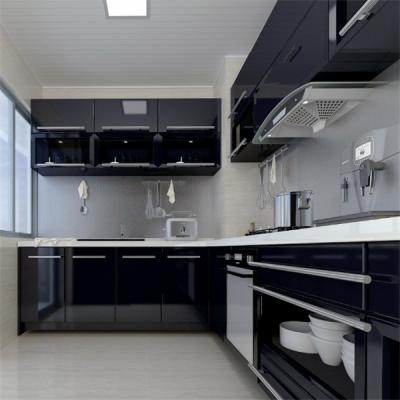 China Veneer Finished Top and Lacquer Finished Bottom High Glossy Design Kitchen Cabinets for sale