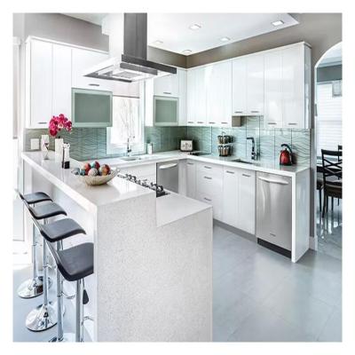 China Armários de laca de madeira maciça inteligente para cozinha modular em apartamentos contemporâneos à venda