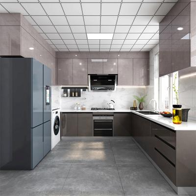 China Villa/appartement Hoog glanzend keukenkastje met kwartssteen Te koop