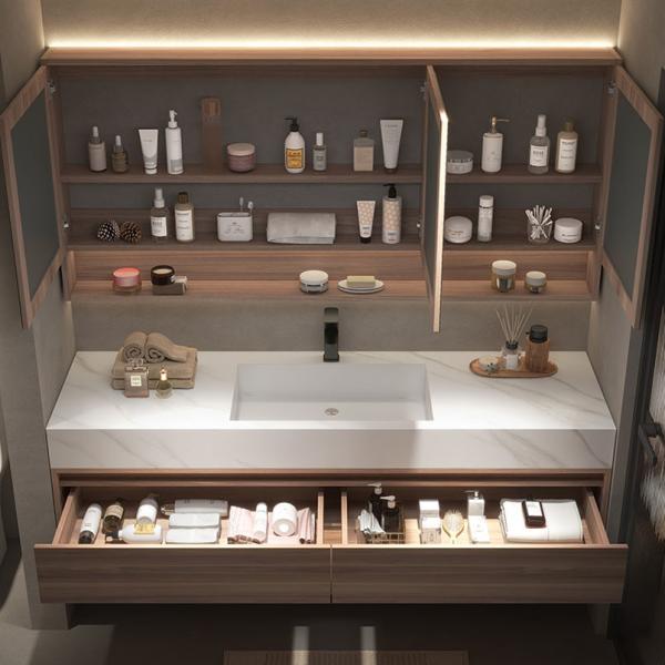 Quality Modern Style Customized Width Bathroom Furniture Wall Mounted Dresser Integrated for sale