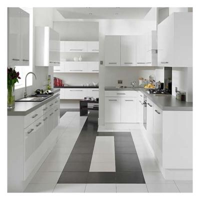 China Modern Shaker Style White Kitchen Cabinets with Ceramic Countertops and Veneer Finish for sale