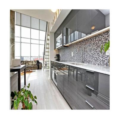 China Particleboard Door Material Modern White Glossy Acrylic Kitchen Cabinets for Apartment for sale