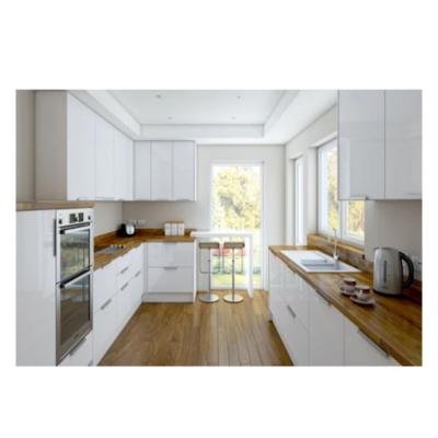 China Small Kitchen Modular Cabinets in Light Glossy Lacquer Finish and Customized Ral Color for sale