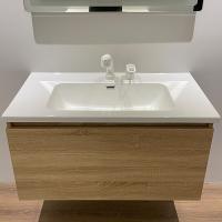 China Width Customized Freestanding Wall Bath Vanity Set Solid Wood Pvc Bathroom Vanities for sale