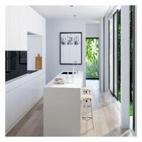 China Customized White Matte Lacquer Solid Wood Kitchen Cabinets with Quartz Stone Countertop for sale