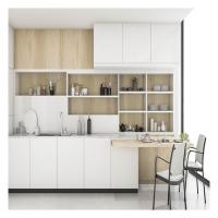 China Customized White Matte Lacquer Solid Wood Kitchen Cabinets with Quartz Stone Countertop for sale