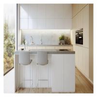 China Customized White Matte Lacquer Solid Wood Kitchen Cabinets with Quartz Stone Countertop for sale